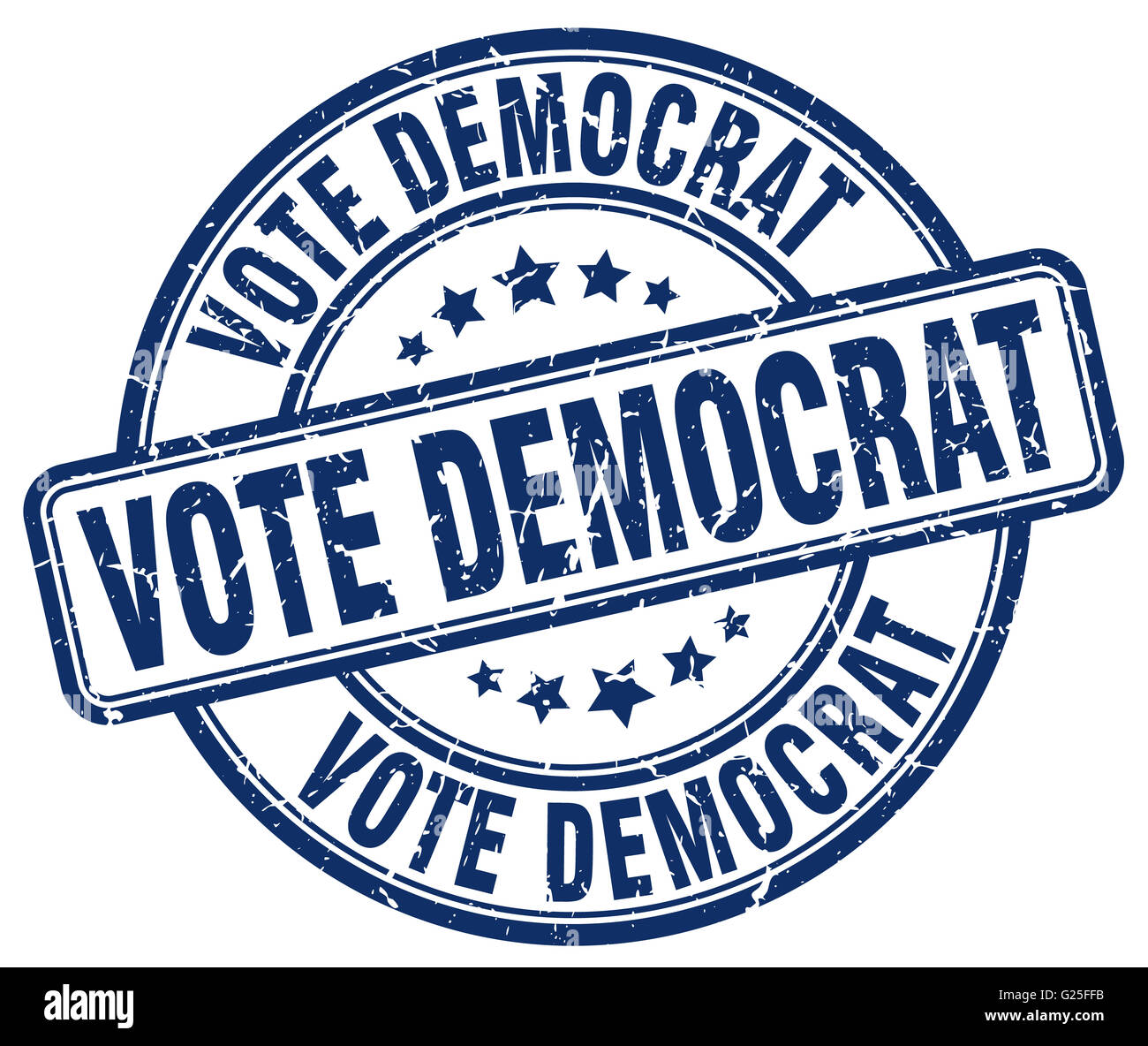vote democrat blue grunge round vintage rubber stamp Stock Photo - Alamy