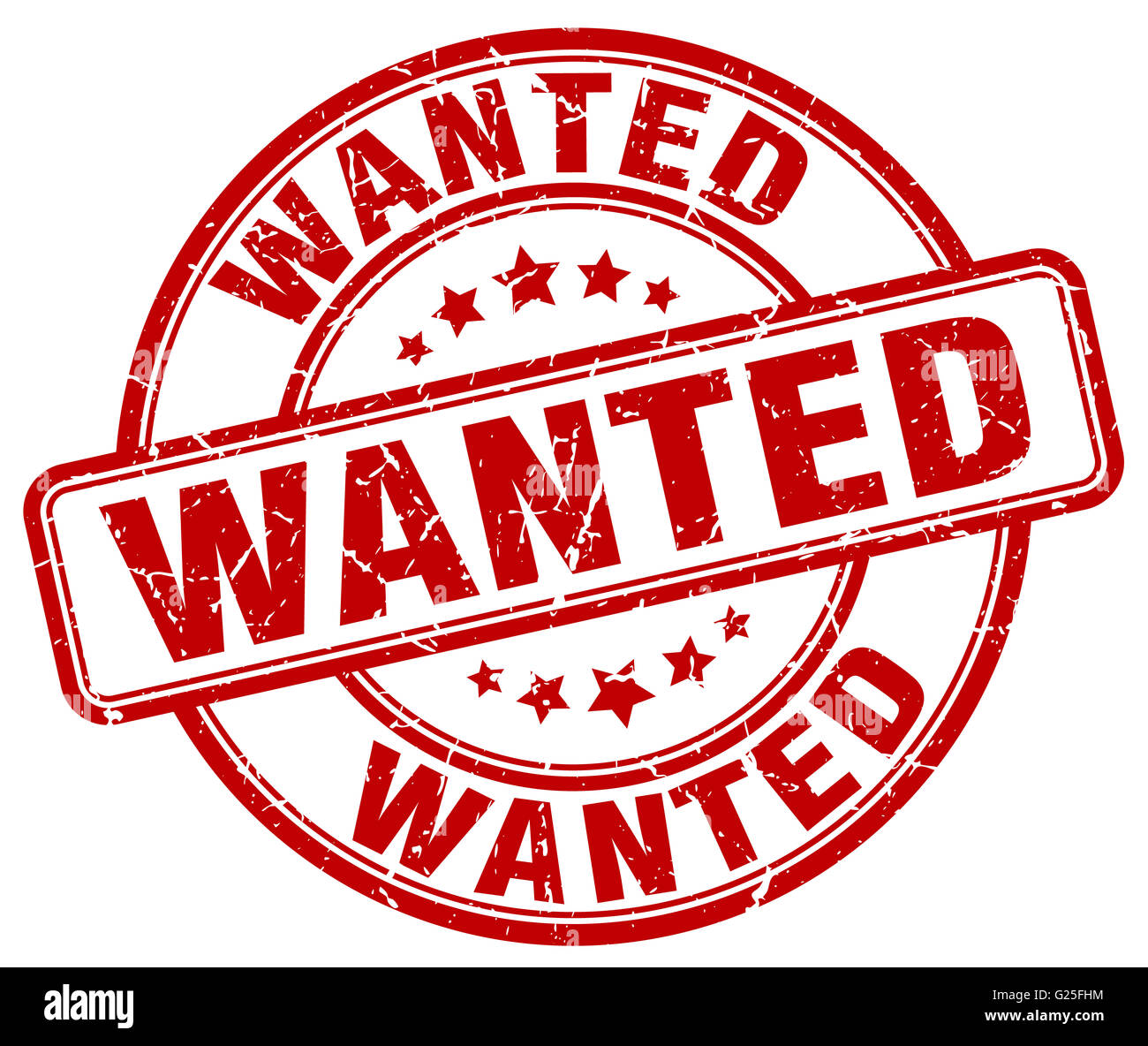 wanted red grunge round vintage rubber stamp Stock Photo - Alamy