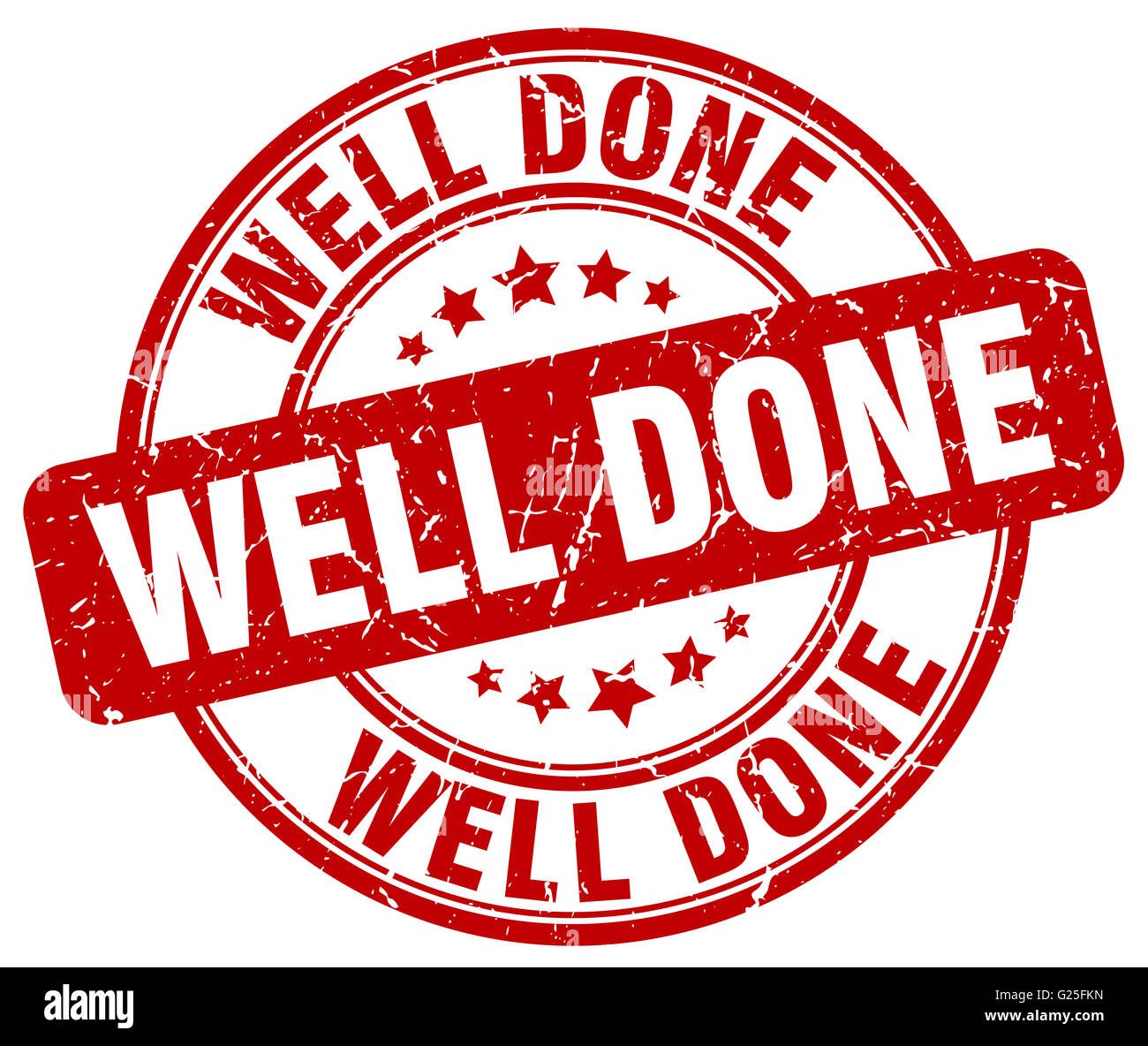 well done red grunge round vintage rubber stamp Stock Photo - Alamy