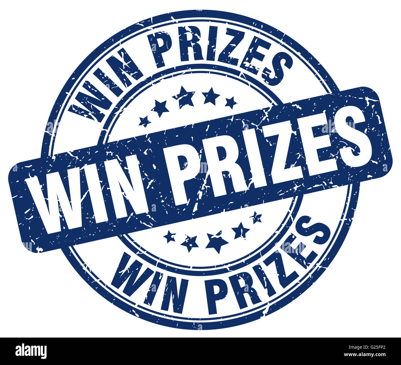 win prizes blue grunge round vintage rubber stamp Stock Photo - Alamy