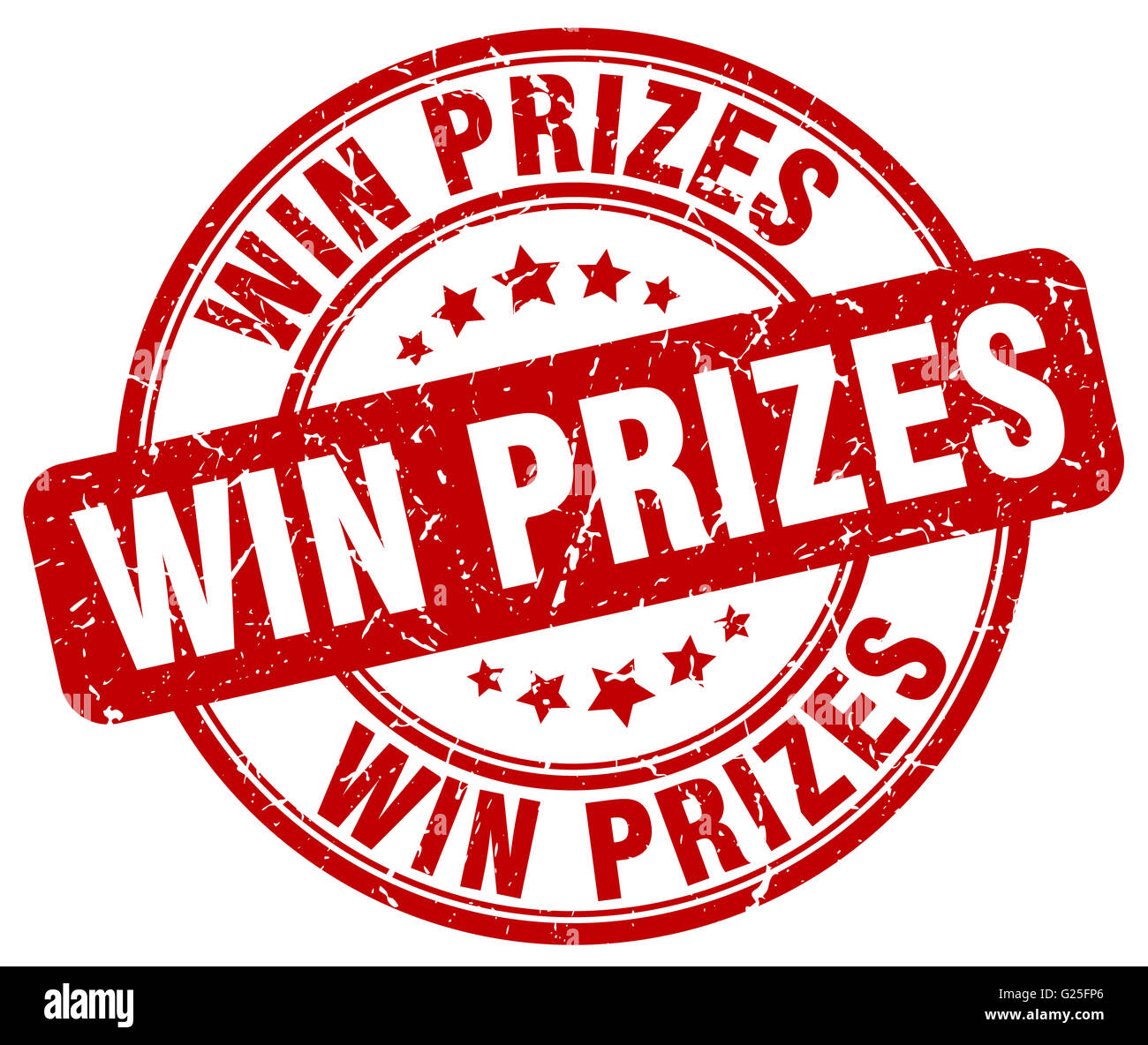 win prizes red grunge round vintage rubber stamp Stock Photo - Alamy