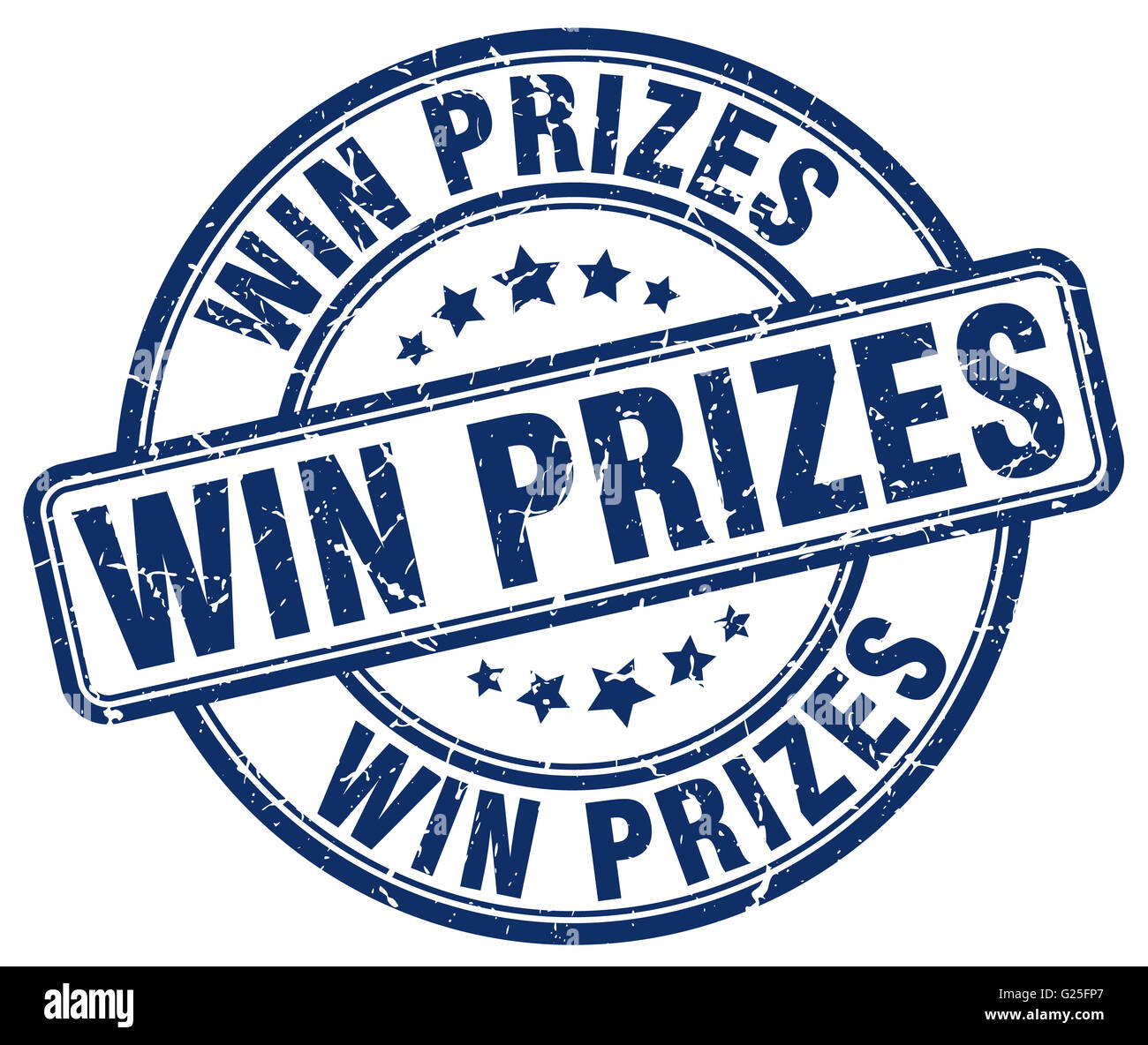win prizes blue grunge round vintage rubber stamp Stock Photo - Alamy