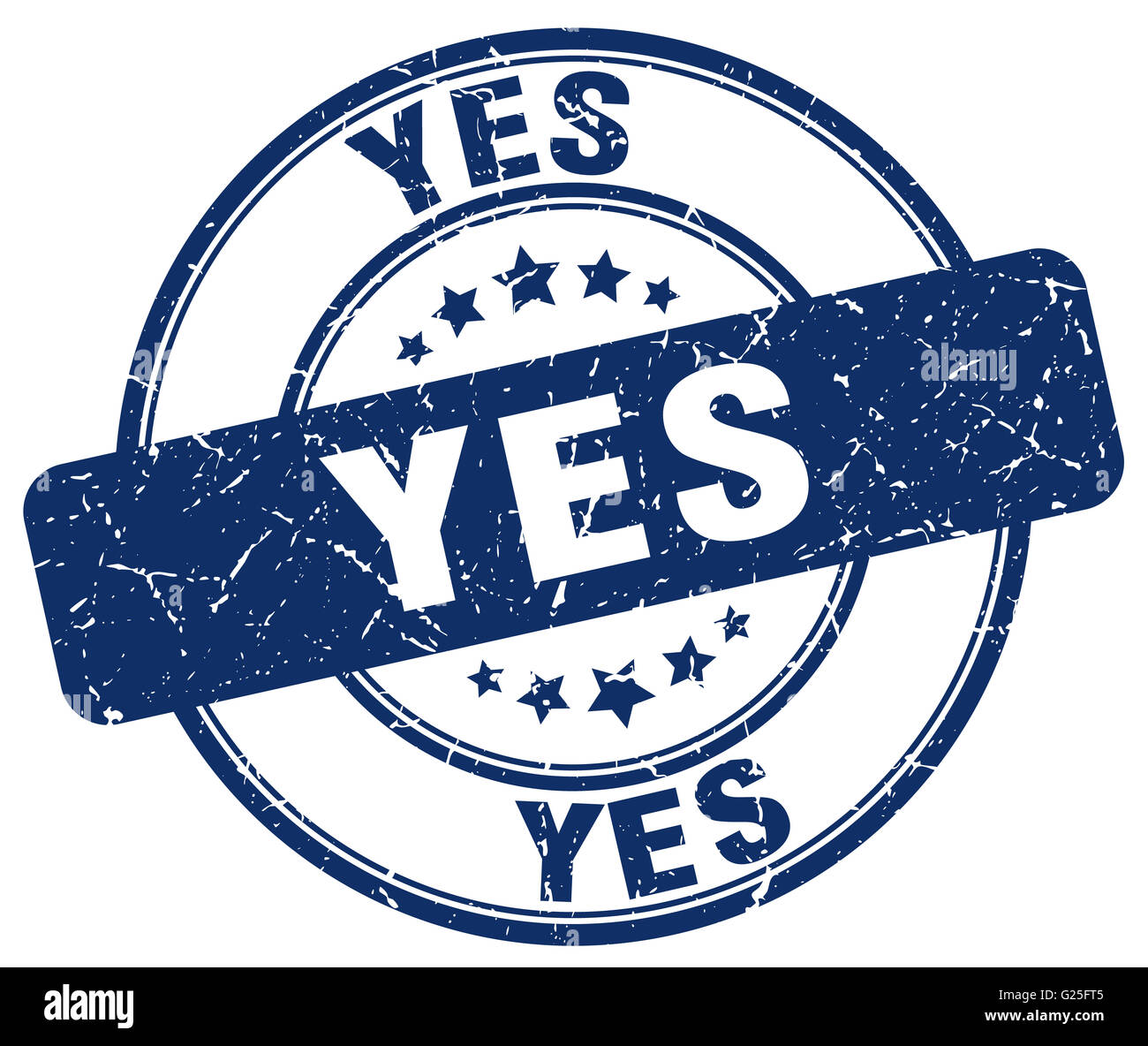 yes blue grunge round vintage rubber stamp Stock Photo - Alamy