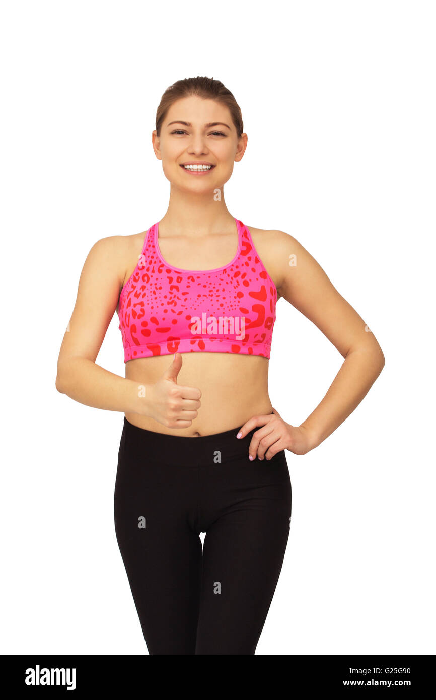 Portrait of smiling fitness young woman Stock Photo - Alamy