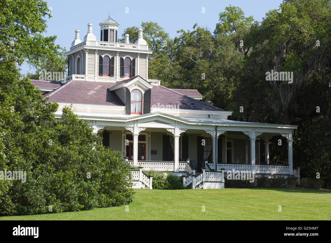 Joseph Jefferson Mansion built in 1870, among live oak trees in the Rip ...