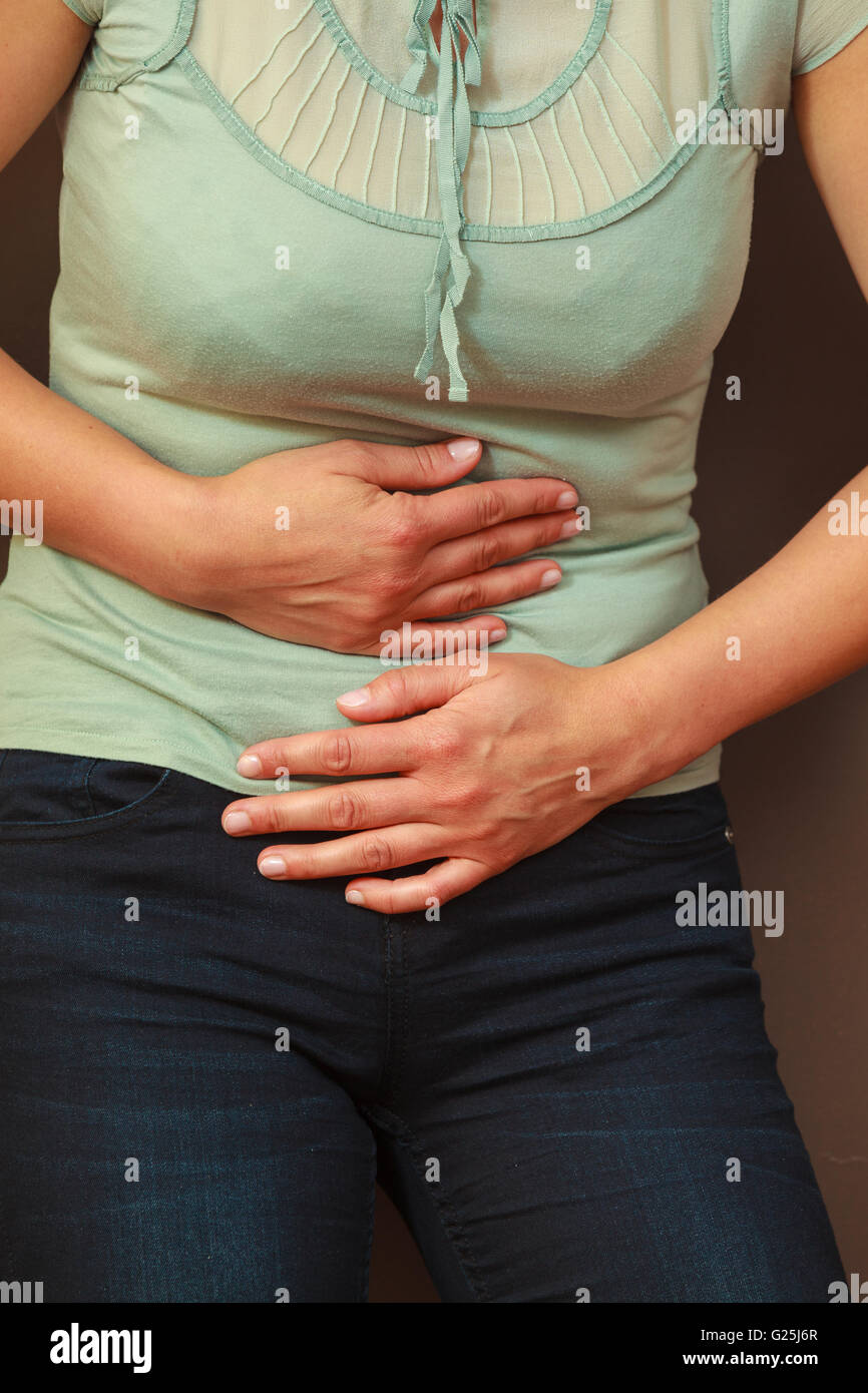 Aches and pains concept. Part body woman having bad ache and pain ...