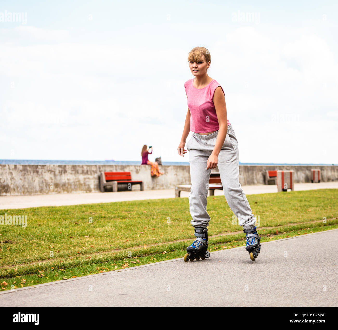 Outdoors activities sport and hobby.Wellbeing and exercising. Girl have ...