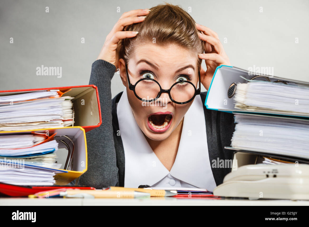 Emotions shock corporation clerk administration concept. Panicked ...