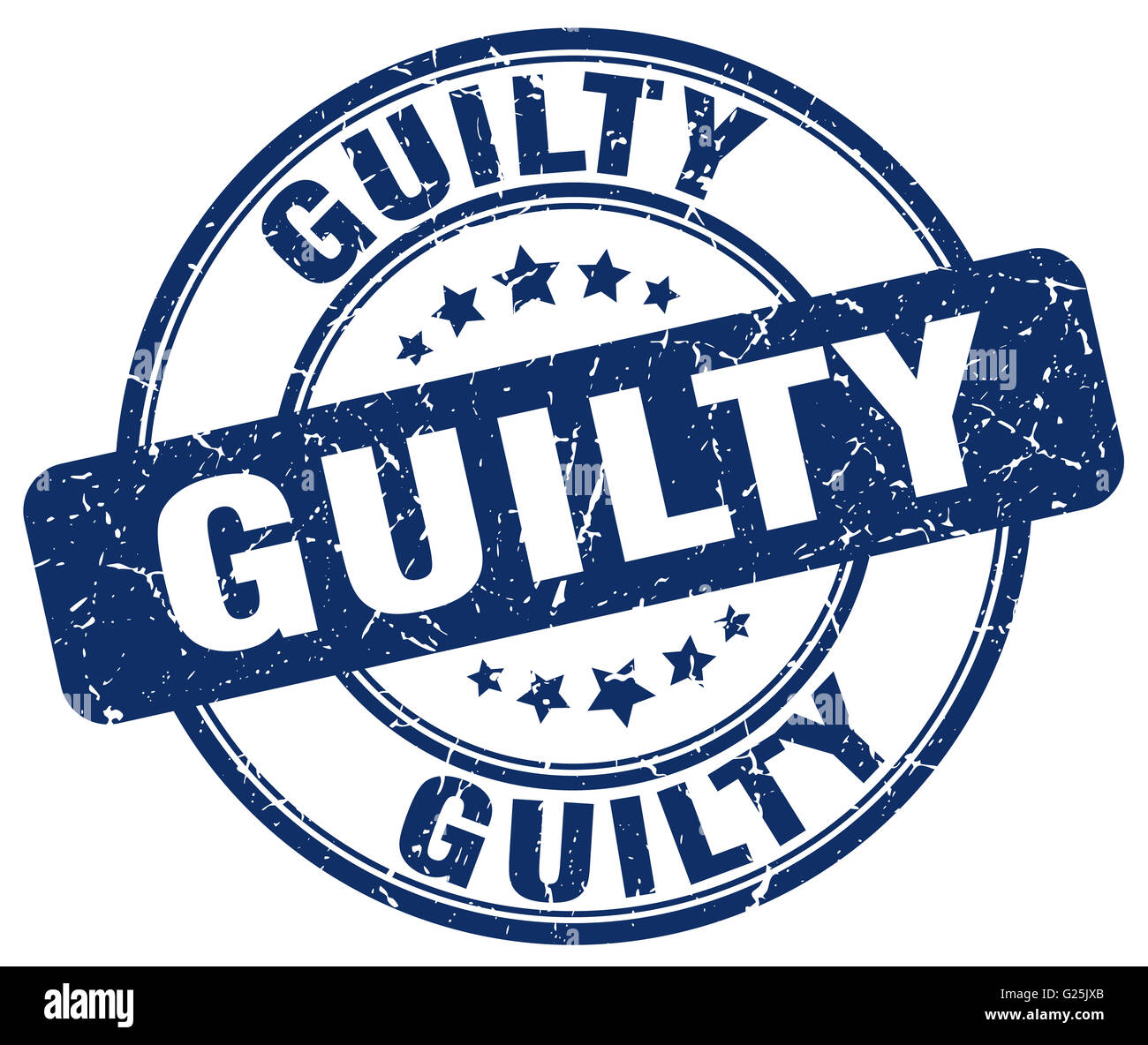 guilty blue grunge round vintage rubber stamp Stock Photo - Alamy