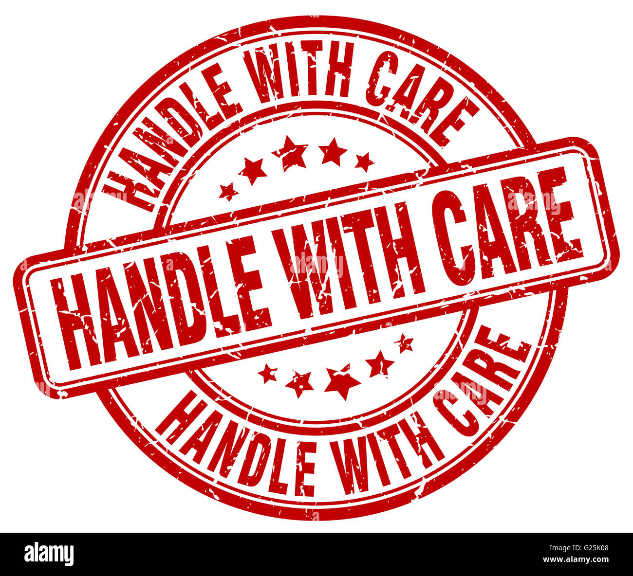 handle with care red grunge round vintage rubber stamp Stock Photo - Alamy