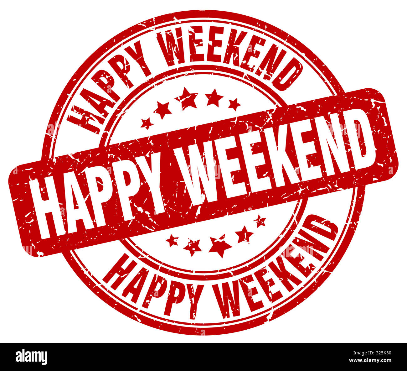 happy weekend red grunge round vintage rubber stamp Stock Photo - Alamy