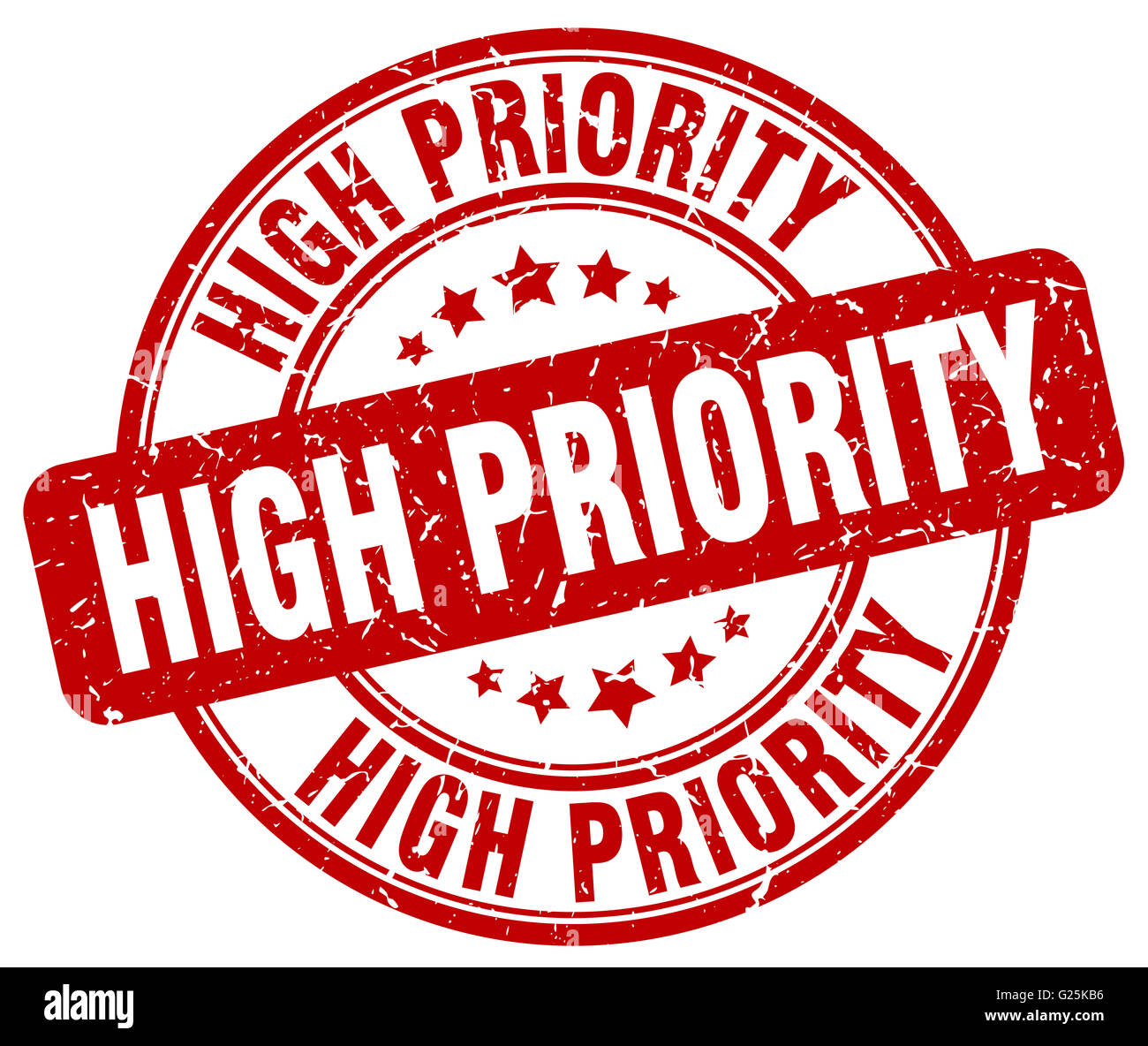 high priority red grunge round vintage rubber stamp Stock Photo - Alamy