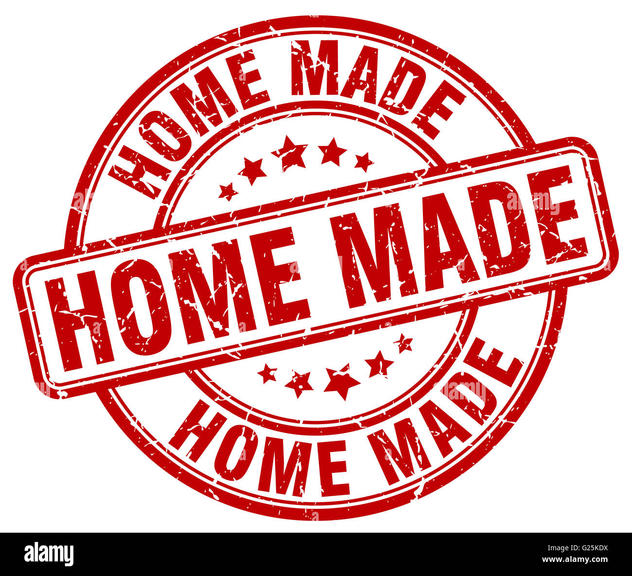 home made red grunge round vintage rubber stamp Stock Photo - Alamy