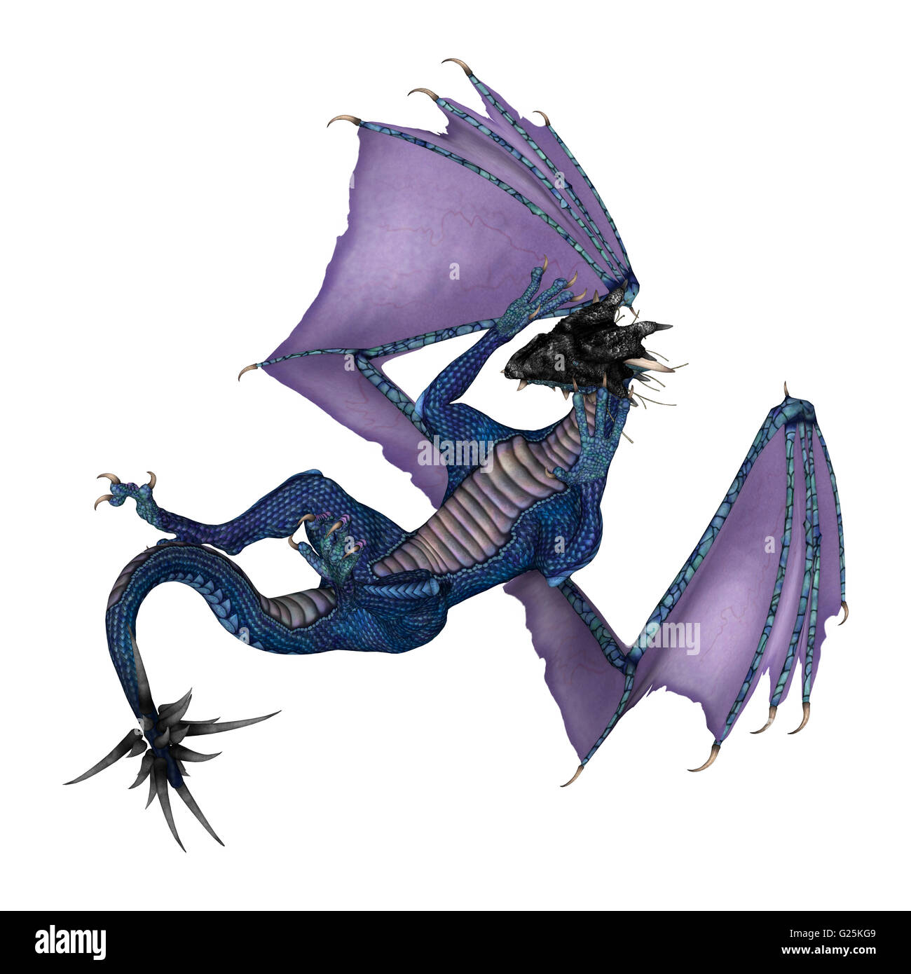 3D rendering of a blue fantasy dragon isolated on white background ...