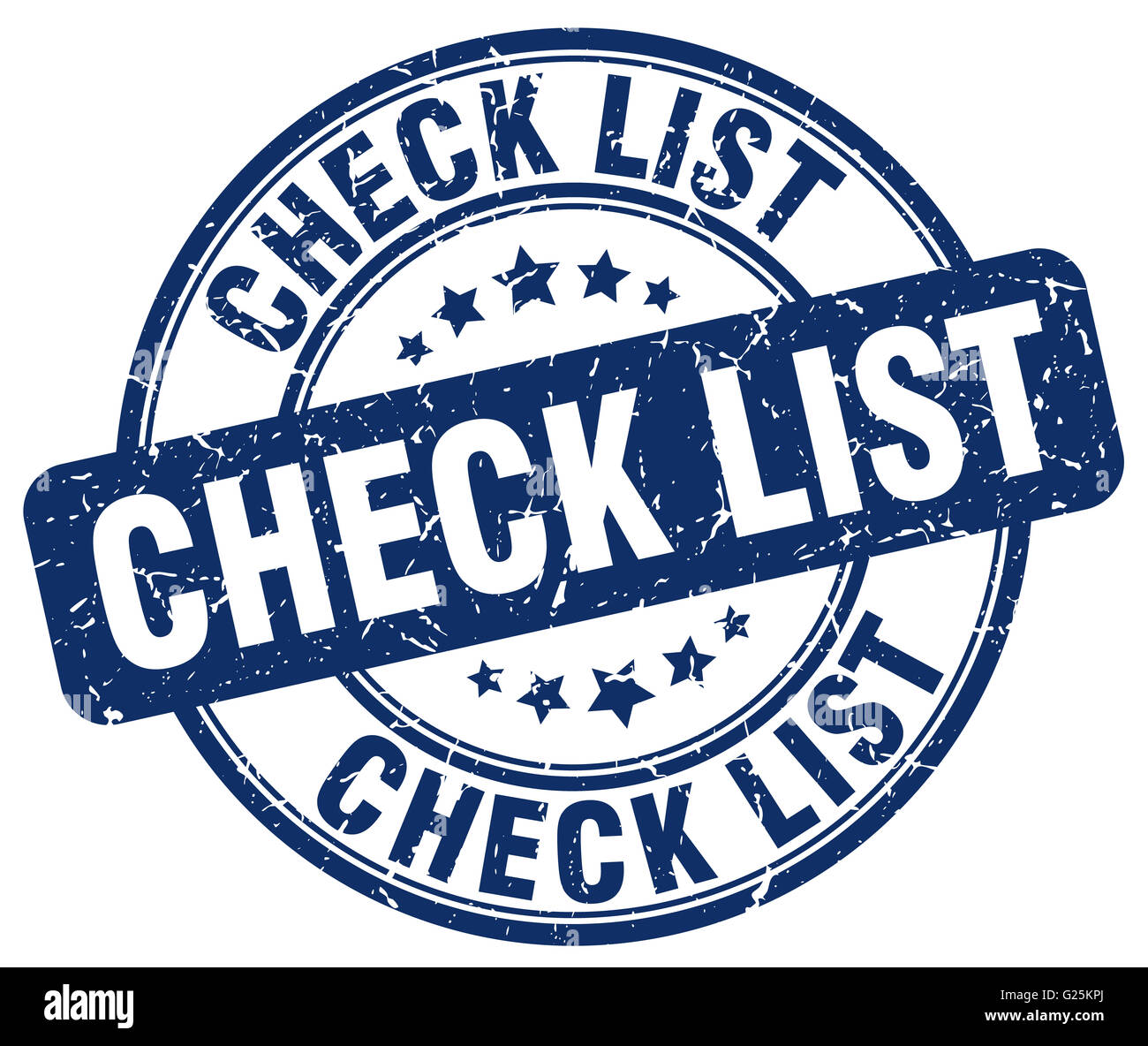 check list blue grunge round vintage rubber stamp Stock Photo - Alamy