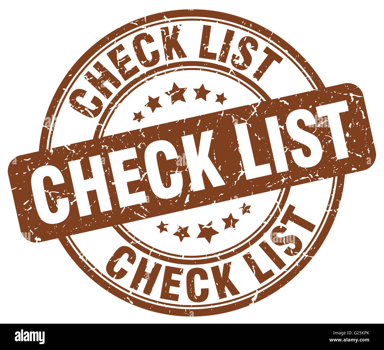 check list brown grunge round vintage rubber stamp Stock Photo - Alamy