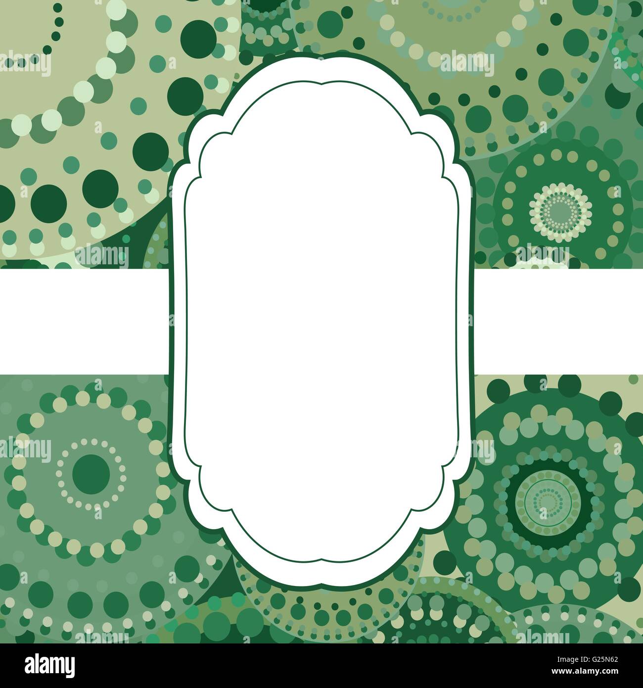 Patterned frame background invitation circular ornament green Stock ...