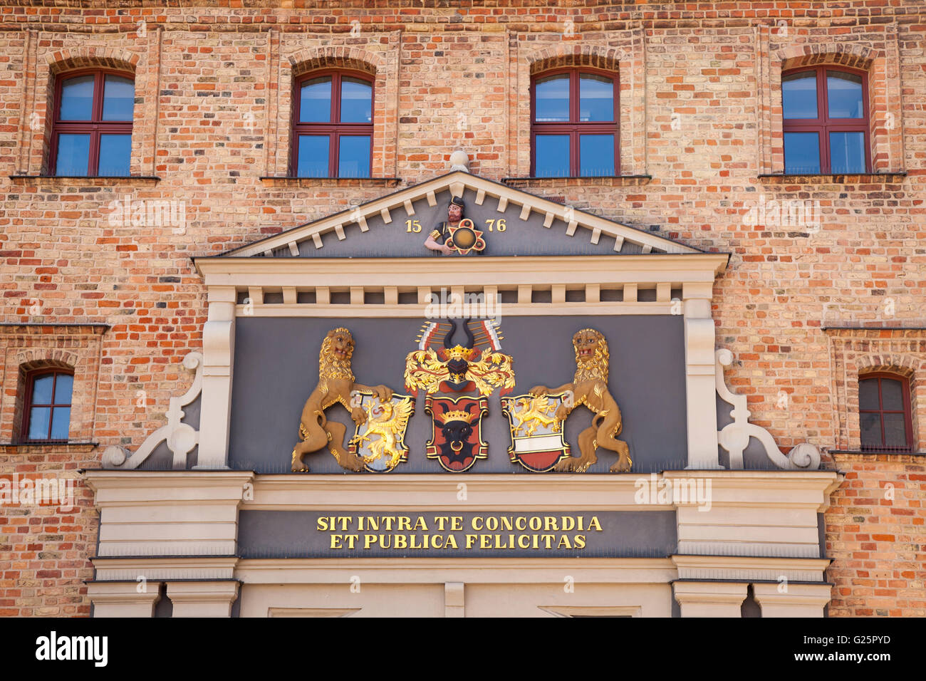 Steintor gate with an inscription, seal and town coat of arms, city ...