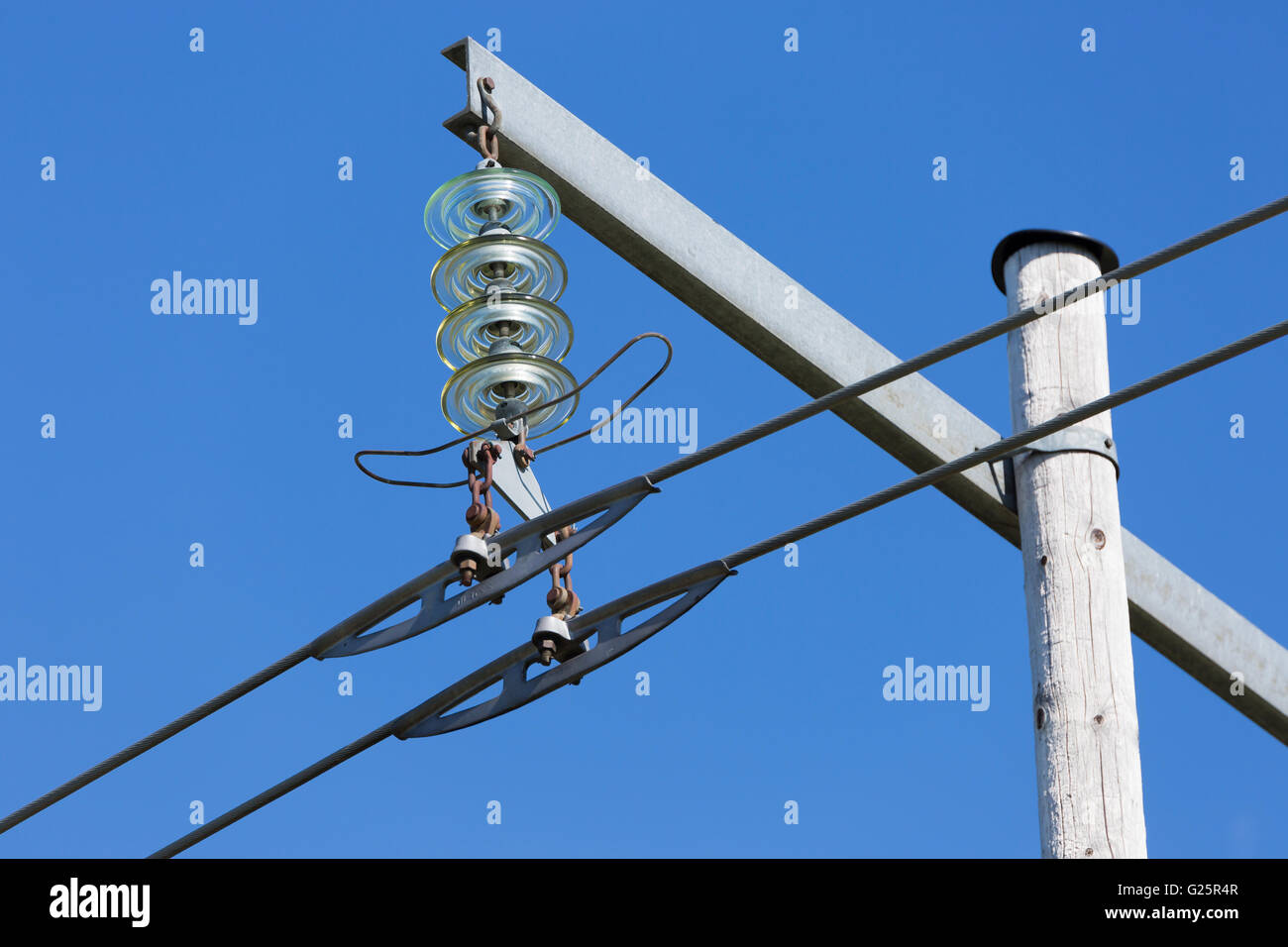Power Line and a Clear Blue Sky Stock Photo - Alamy