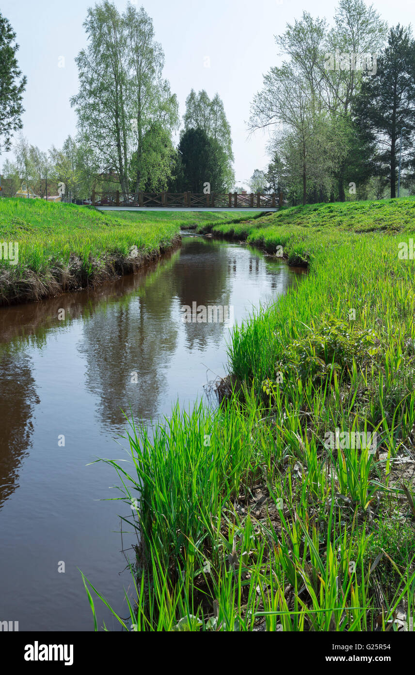 Stream with trees and grass hi-res stock photography and images - Alamy