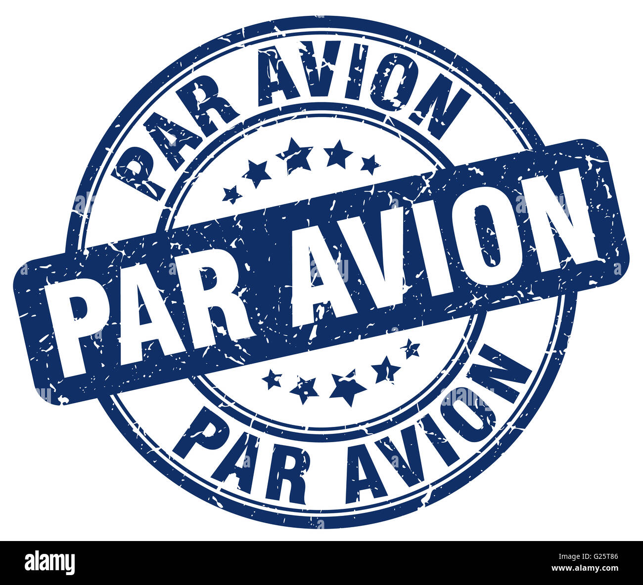 par avion blue grunge round vintage rubber stamp Stock Photo - Alamy