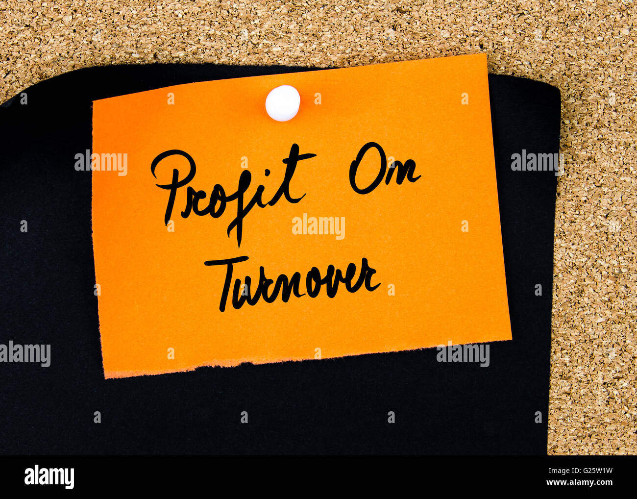 Profit On Turnover written on orange paper note pinned on cork board ...