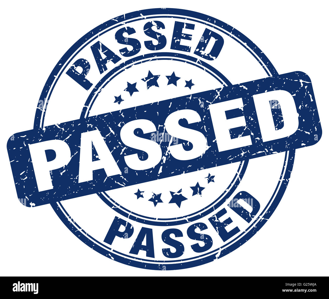 passed blue grunge round vintage rubber stamp Stock Photo - Alamy