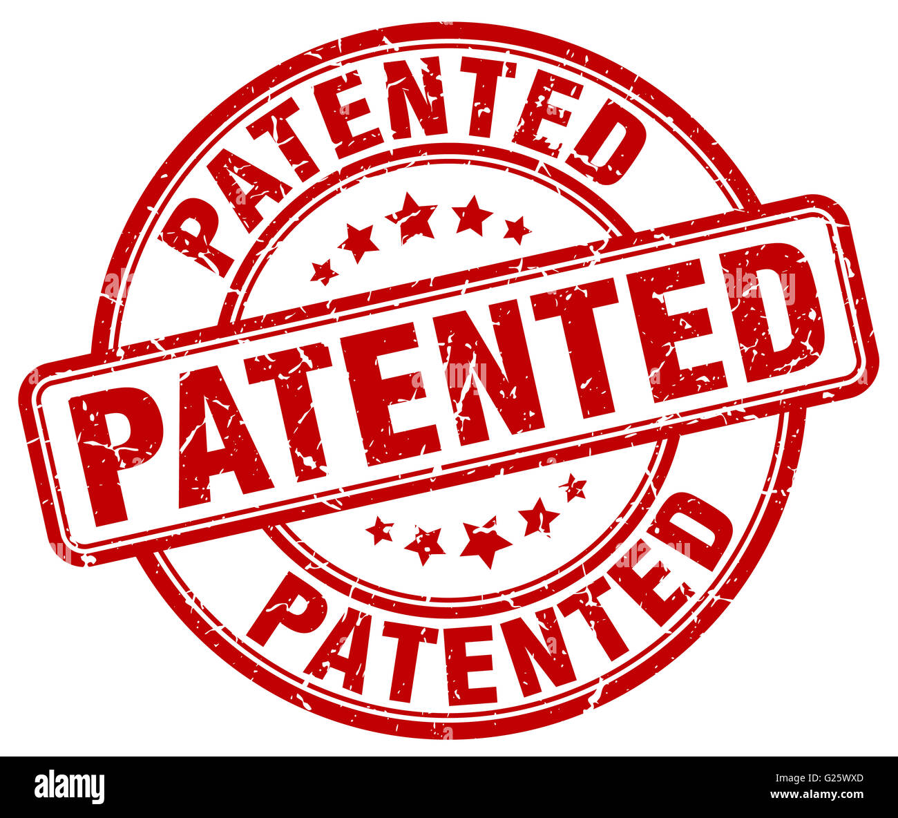 patented red grunge round vintage rubber stamp Stock Photo - Alamy