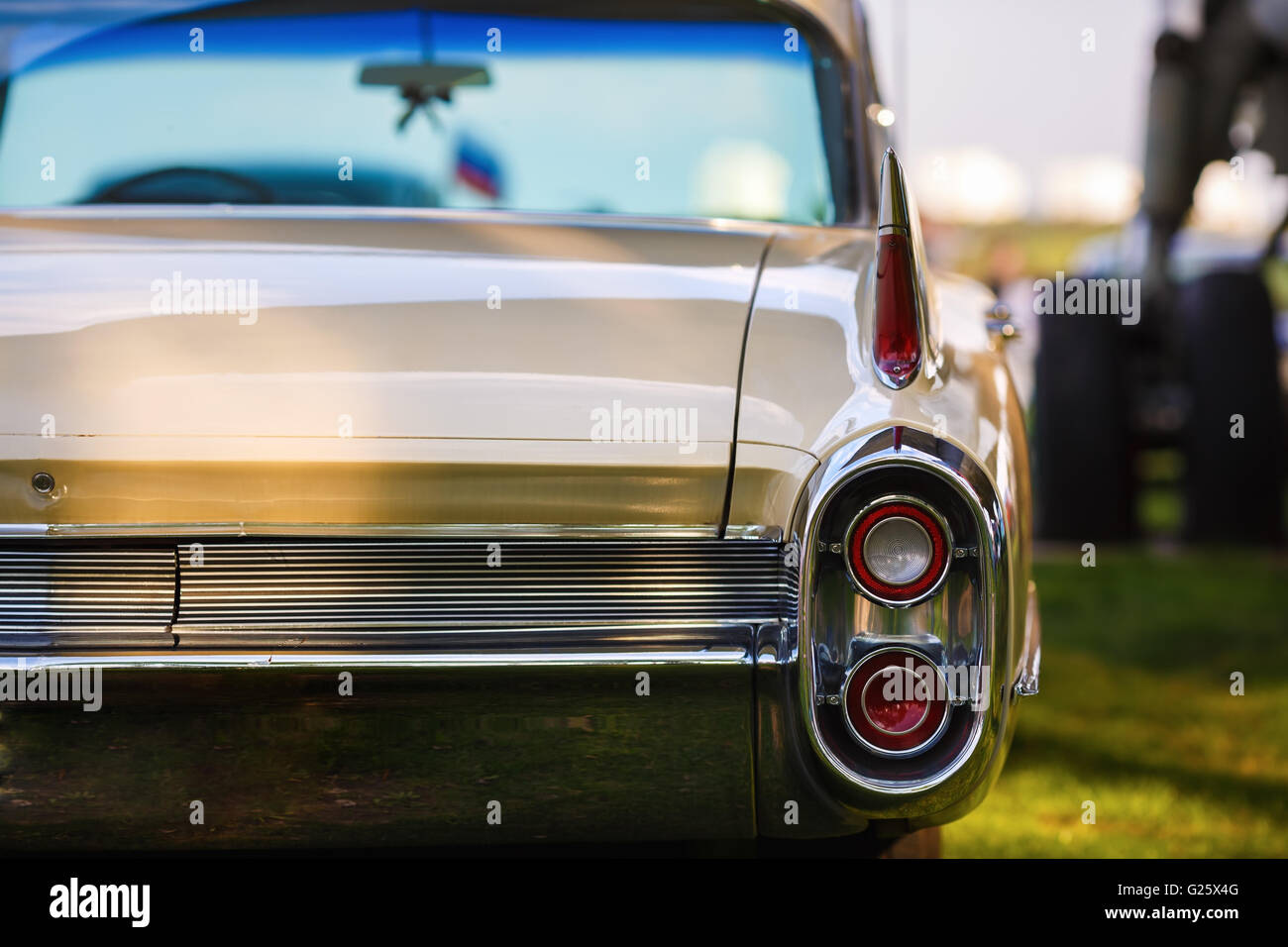 Back view of classic vintage car. Old retro car Stock Photo - Alamy