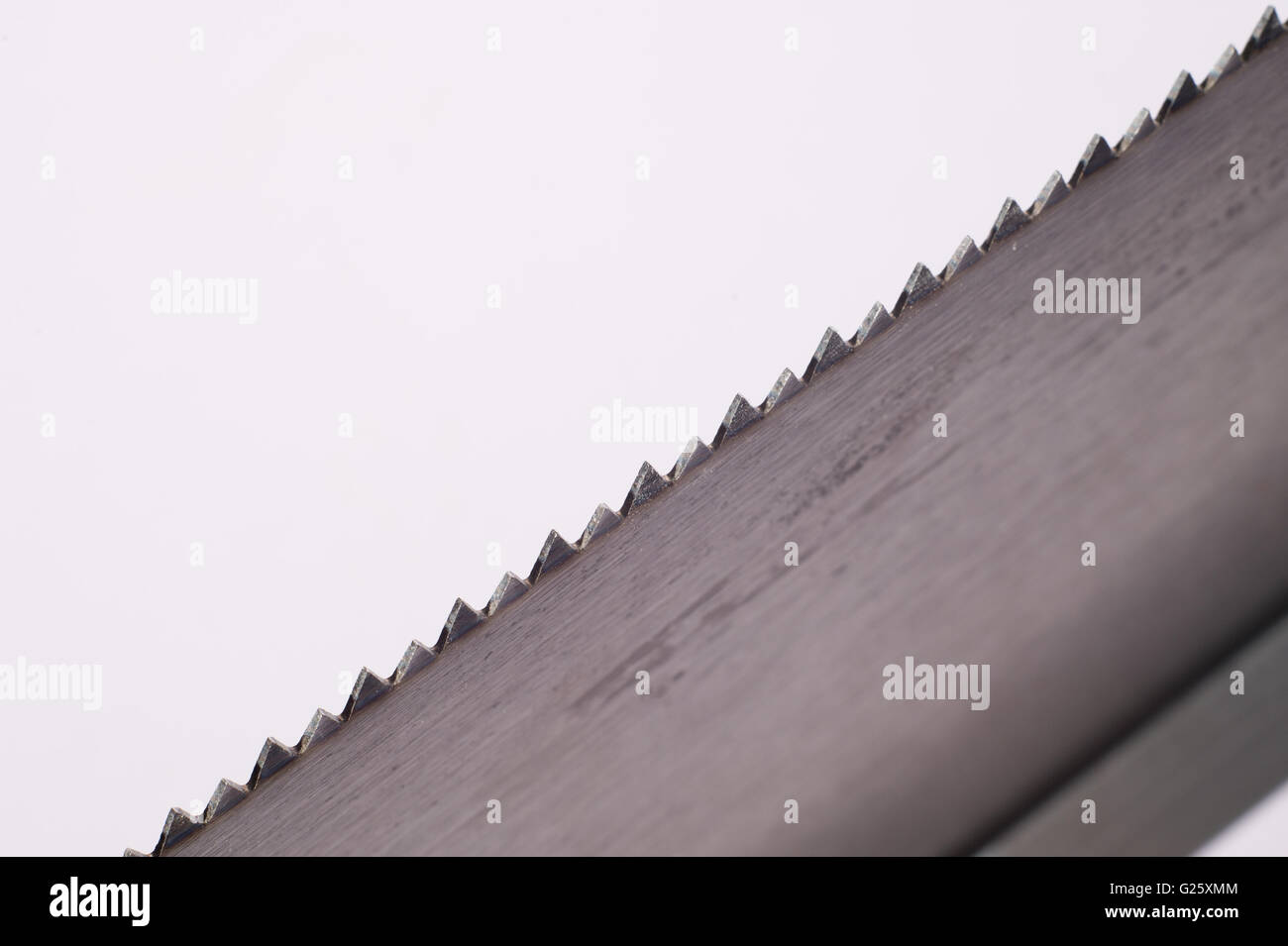 A close-up photograph of the edge of a saw showing the details of the ...