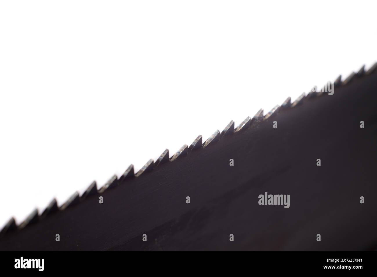 A close-up photograph of the edge of a saw showing the details of the ...