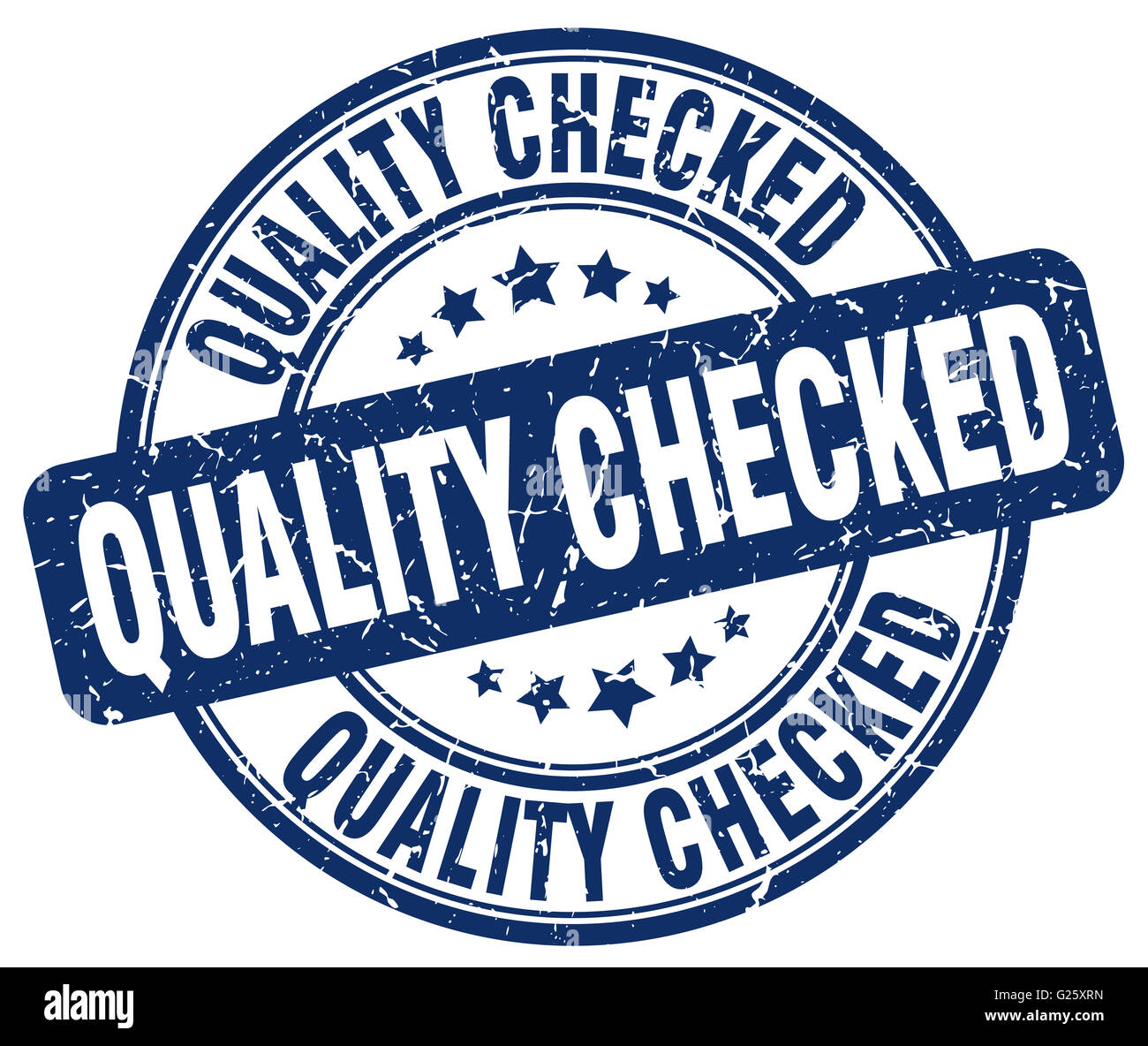 quality checked blue grunge round vintage rubber stamp Stock Photo - Alamy