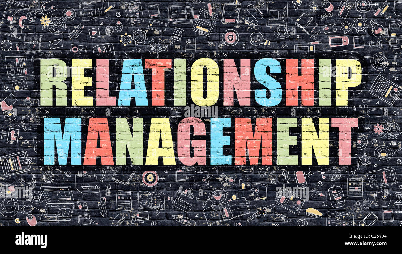 Relationship Management Concept with Doodle Design Icons Stock Photo ...