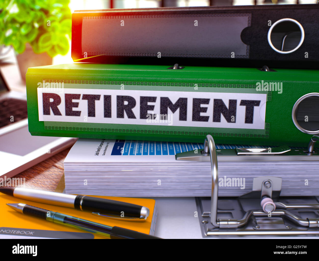 Green Office Folder with Inscription Retirement Stock Photo - Alamy