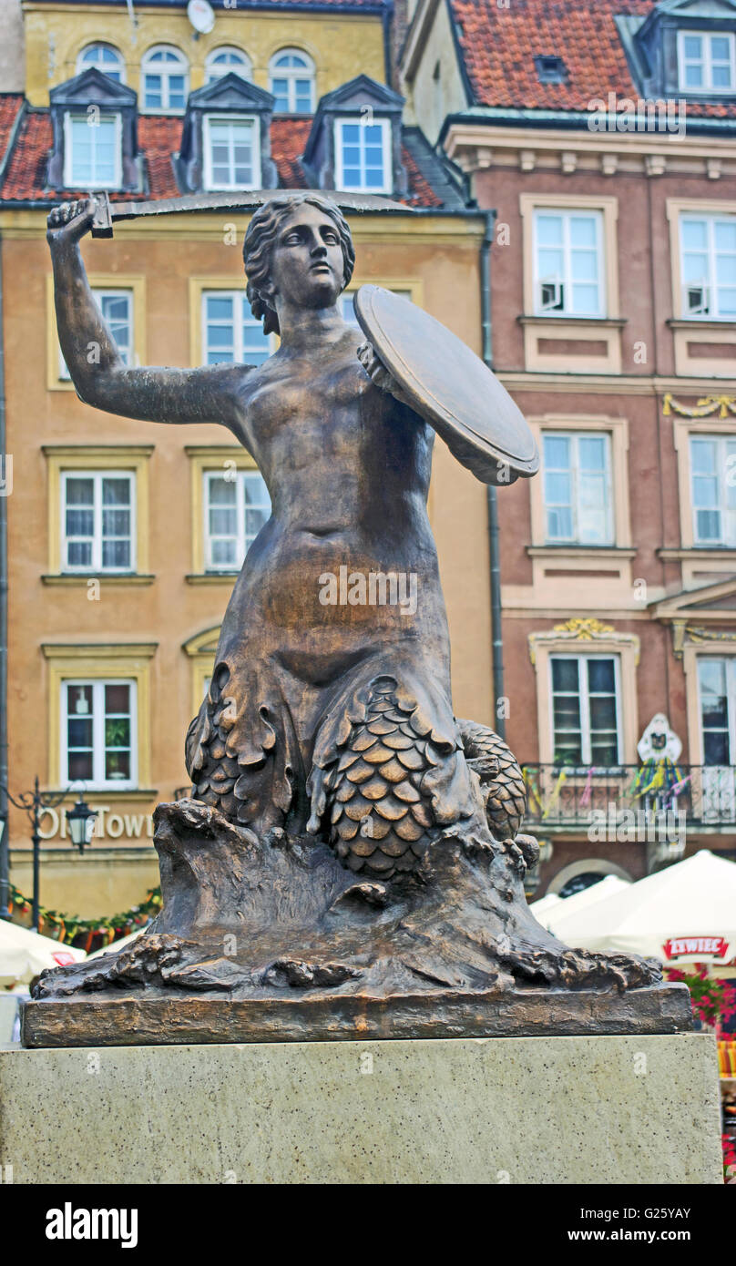 Mermaid Statue, Old Town Square, Warsaw, Poland Stock Photo - Alamy
