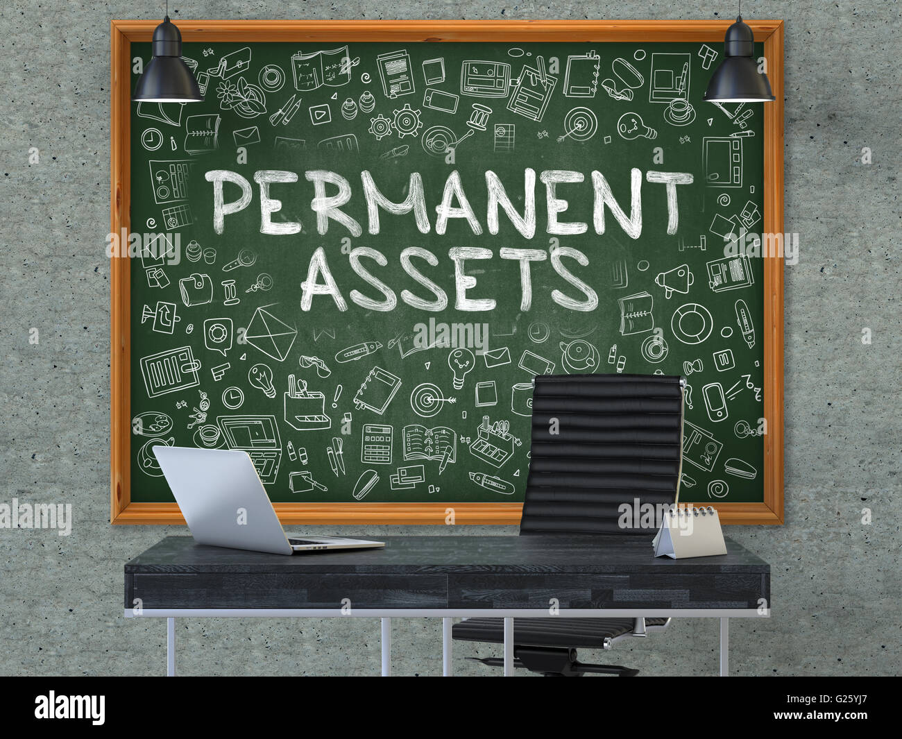 Permanent Assets on Chalkboard in the Office Stock Photo - Alamy
