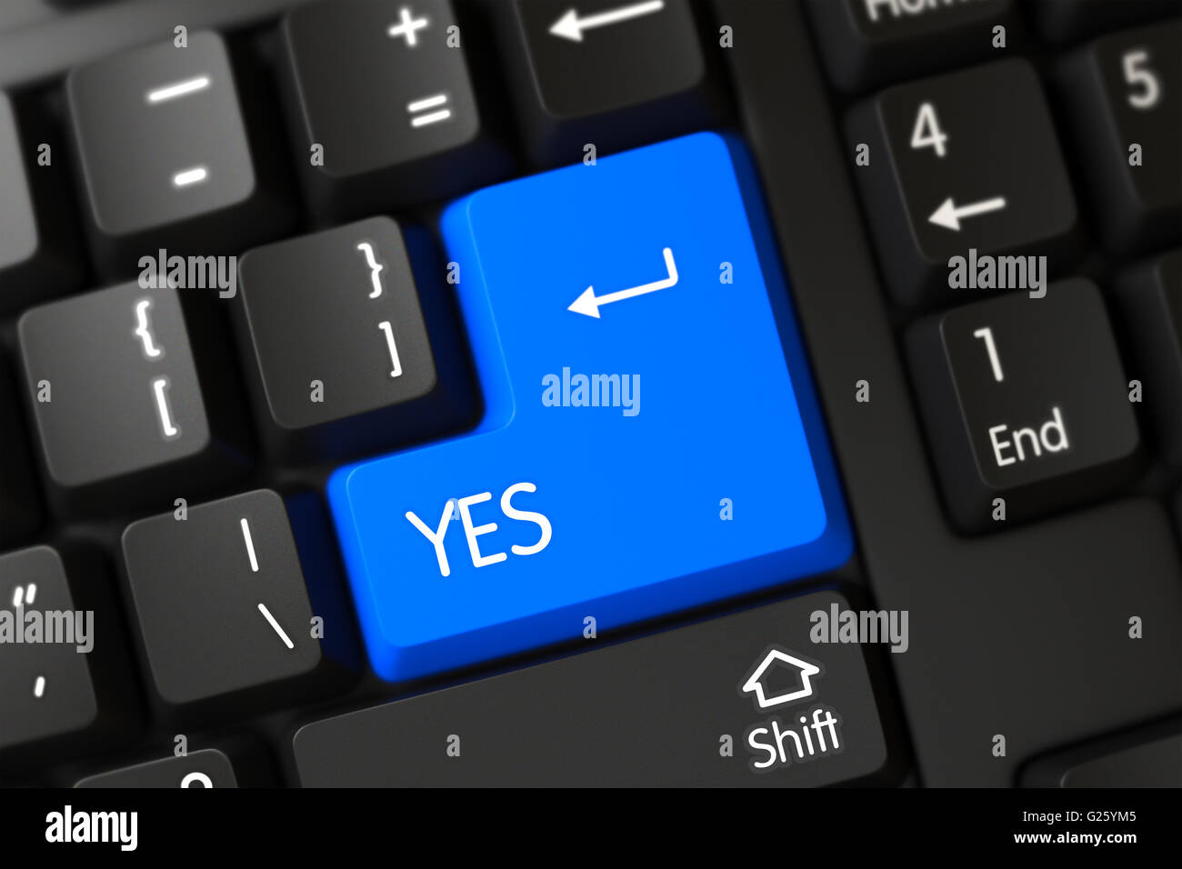 Blue Yes Button on Keyboard Stock Photo - Alamy