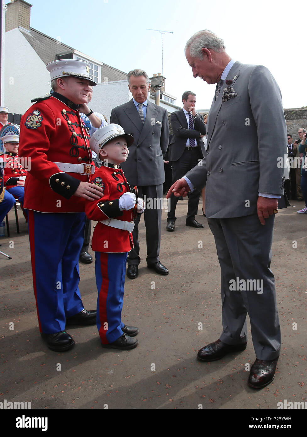 The Prince of Wales meets Flute band master Paul Elliot and his son Sam ...