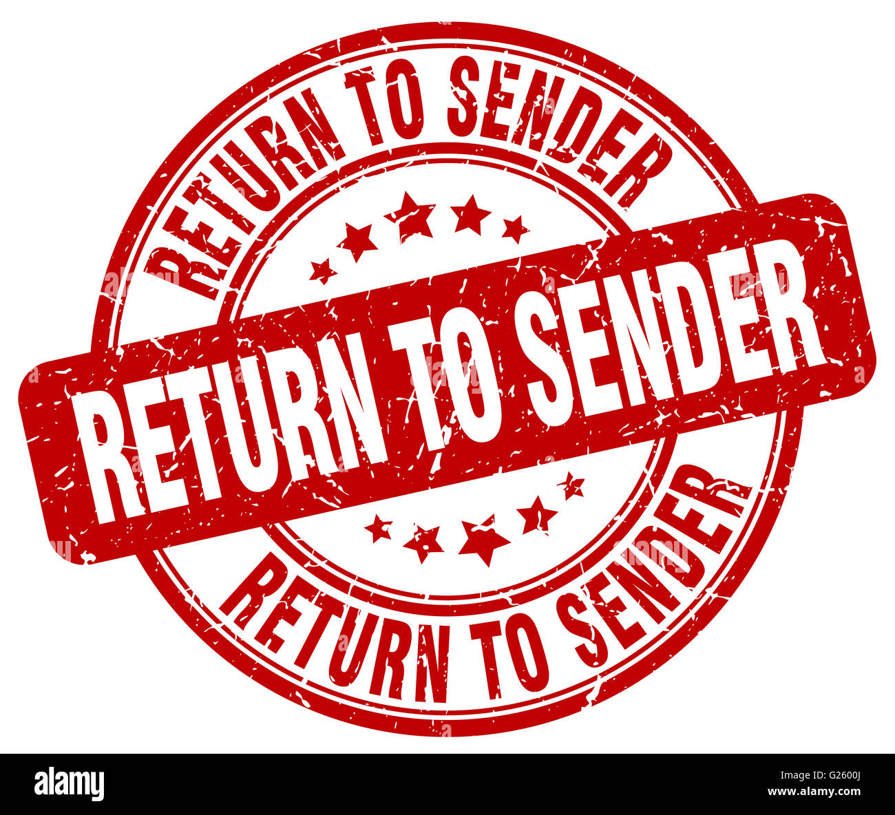 return to sender red grunge round vintage rubber stamp Stock Photo - Alamy