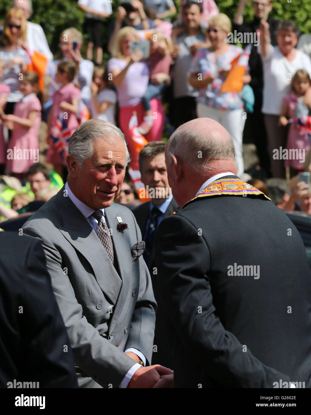 The Prince of Wales is greeted by Grand Master of the Orange Order ...