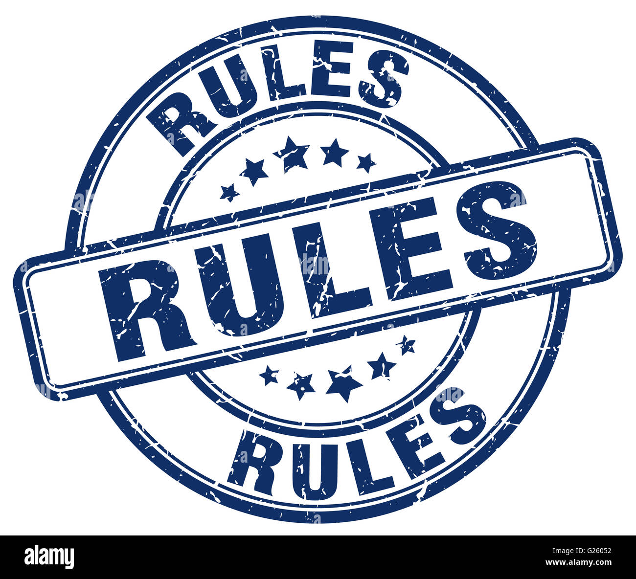 rules blue grunge round vintage rubber stamp Stock Photo - Alamy