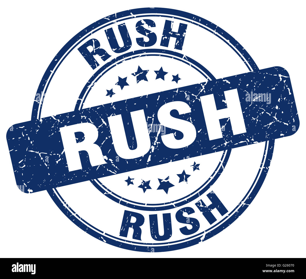 rush blue grunge round vintage rubber stamp Stock Photo - Alamy