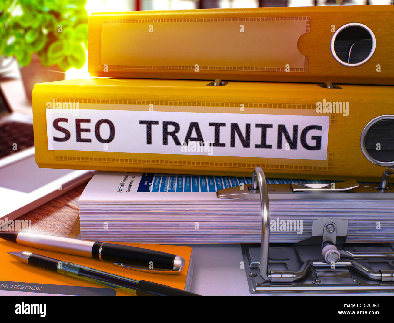 SEO Training on Yellow Office Folder. Toned Image Stock Photo - Alamy