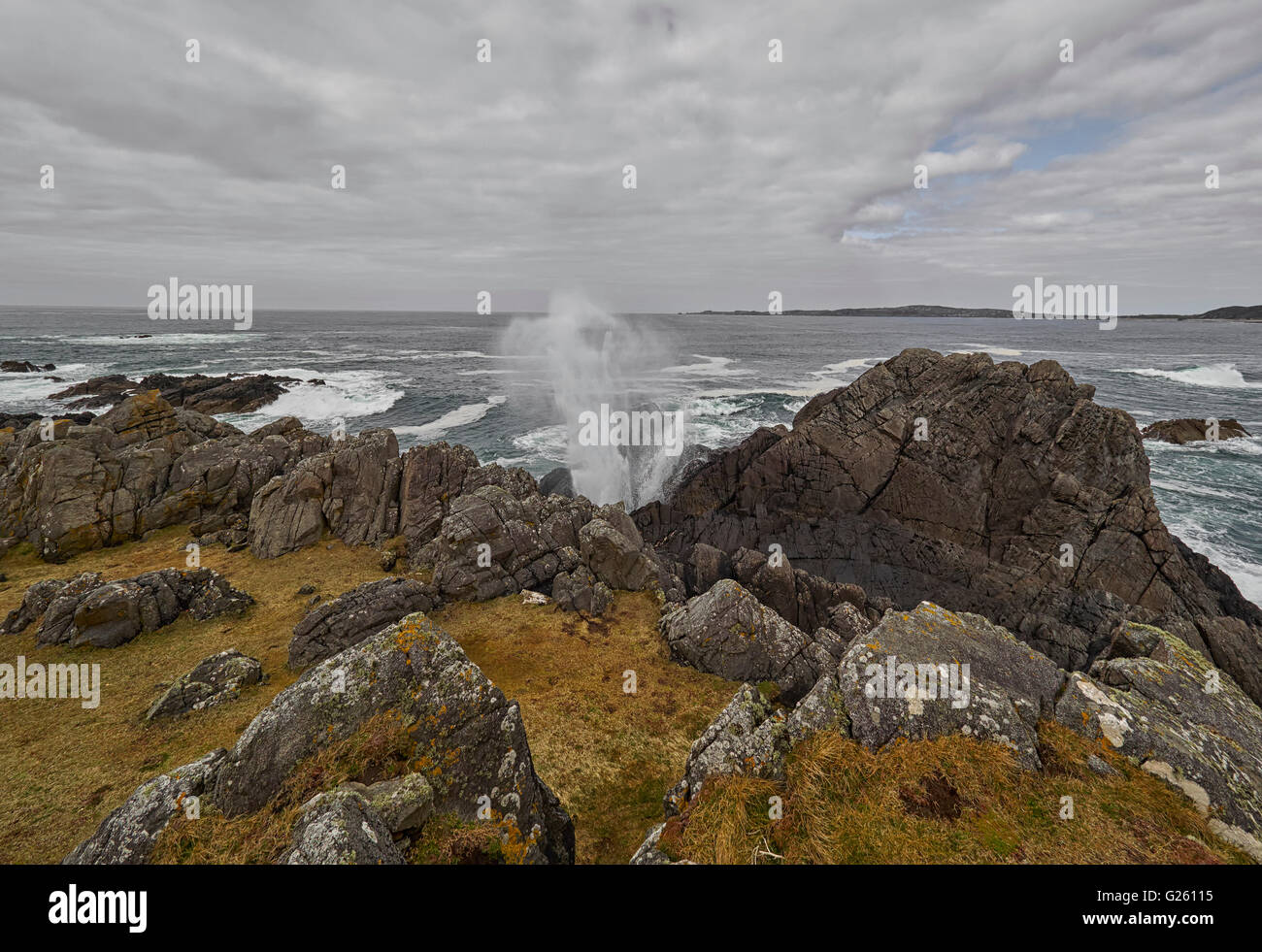 Doagh Island by The Castles rocks and blow hole Inishowen peninsula ...
