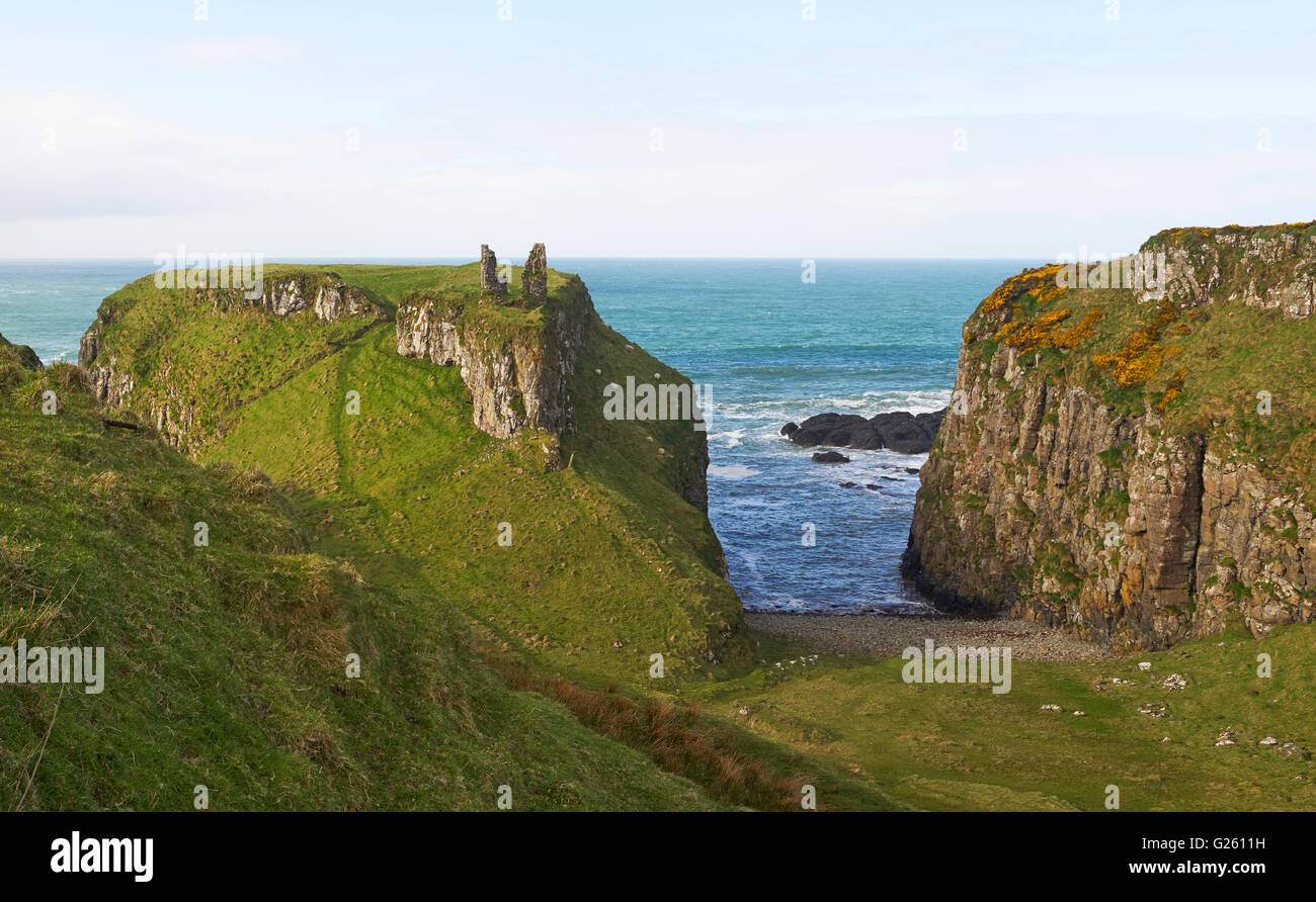Dunseverick castle ruins County Antrim coast on the Ulster Way and ...