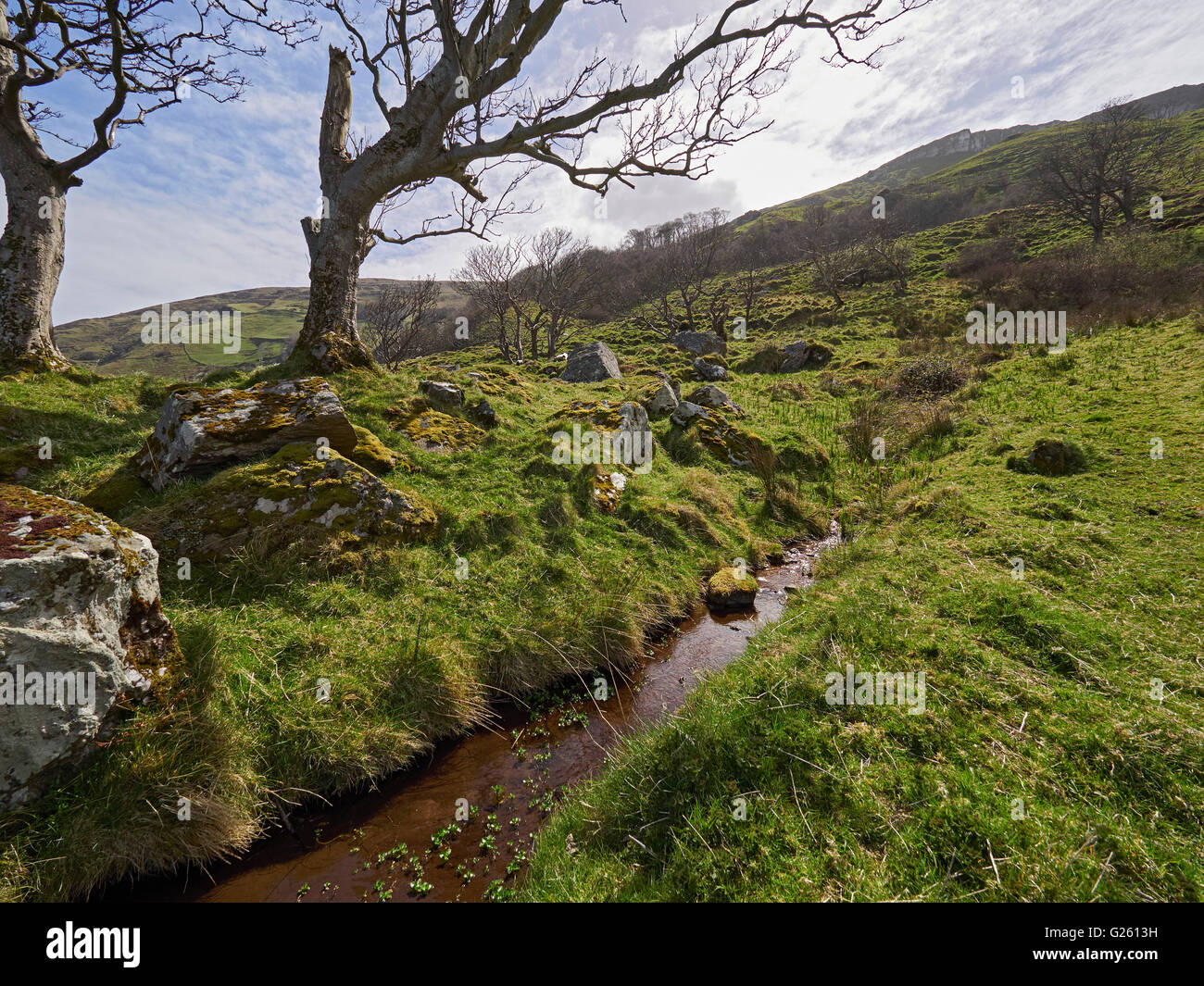Murlough bay stream on the Ulster Way and Causeway Coastal Route County ...