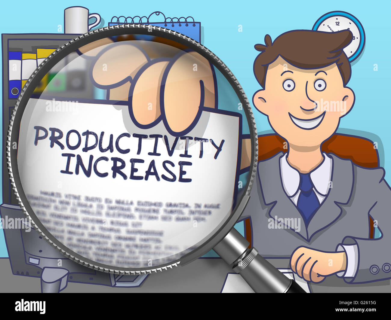 Productivity Increase through Lens. Doodle Design Stock Photo - Alamy