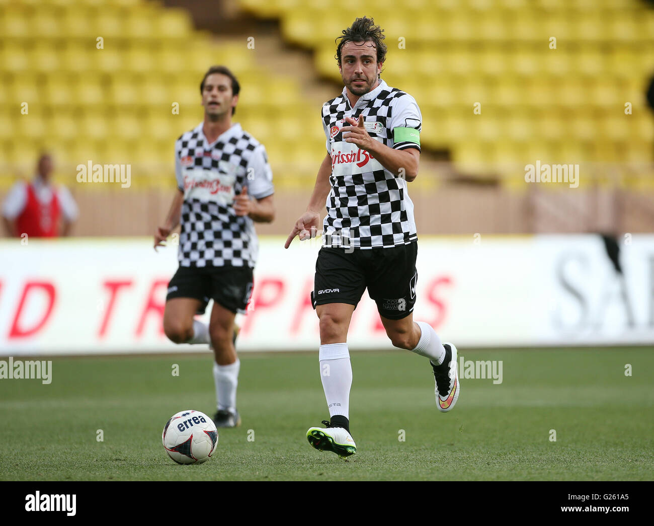 Fernando Alonso during the drivers football match at the Stade Louis II ...