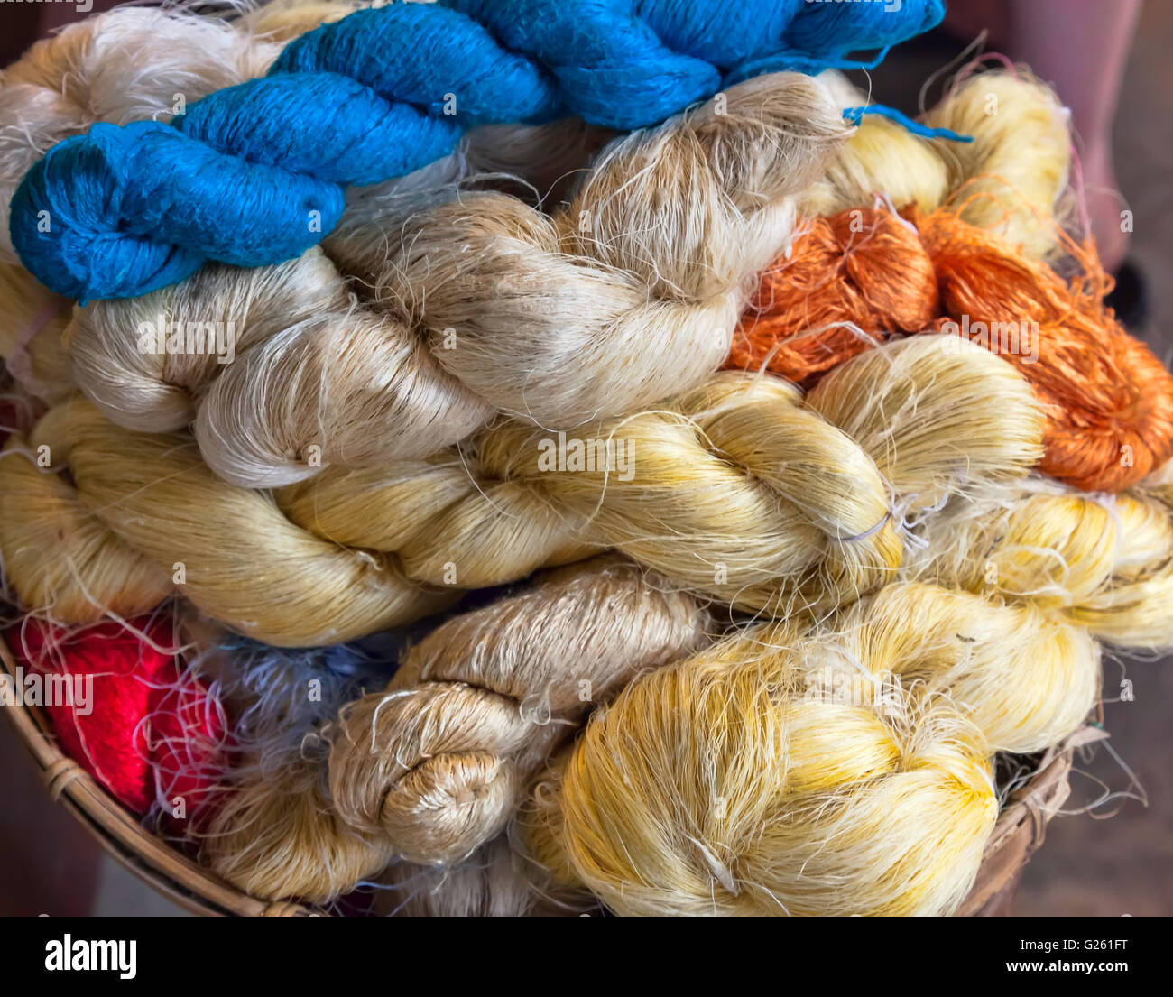 Finish silk wool growing in cocoon in Silk Factory in Northern Thailand ...