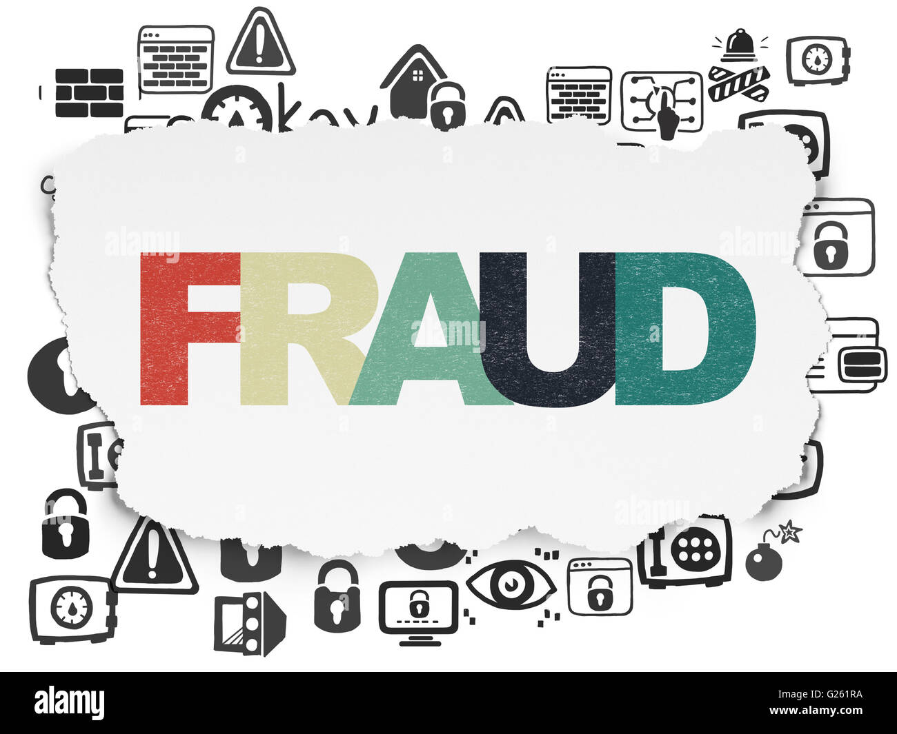 Privacy concept: Fraud on Torn Paper background Stock Photo - Alamy